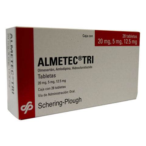 Almetec Tri 20Mg/5Mg/12.5Mg Con 28 Tabletas (Olmesartan/Amlodipino/Hid ...