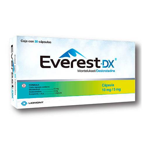 Everest-Dx 10Mg/5Mg Con 30 Capsulas (Montelukast/Desloratadina)