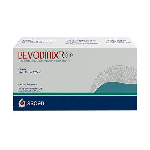 Bevodinix 2mg 215mg 0 75mg Con 20 Capsulas Indometacina Metocarbamol