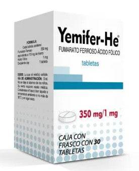 Yemifer-He 350/1Mg Con 30 Tabletas (Fumarato Ferroso/Acido Folico)