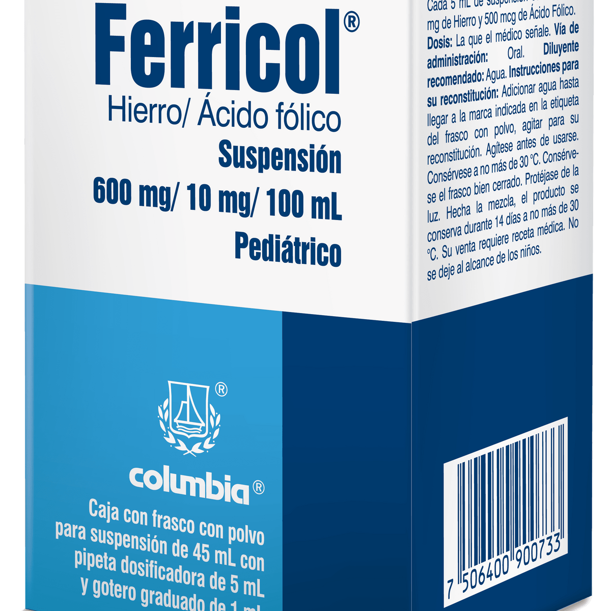 Ferricol Ped Suspensión 600Mg/10Mg/100Ml 45Ml (Hierro/Acido Folico ...