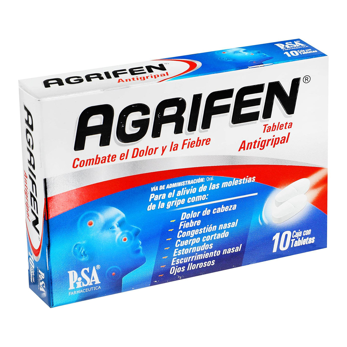 Agrifen 500Mg/25Mg/5Mg/4Mg Con 10 Tabletas (Paracetamol/Cafeina/Fenile ...