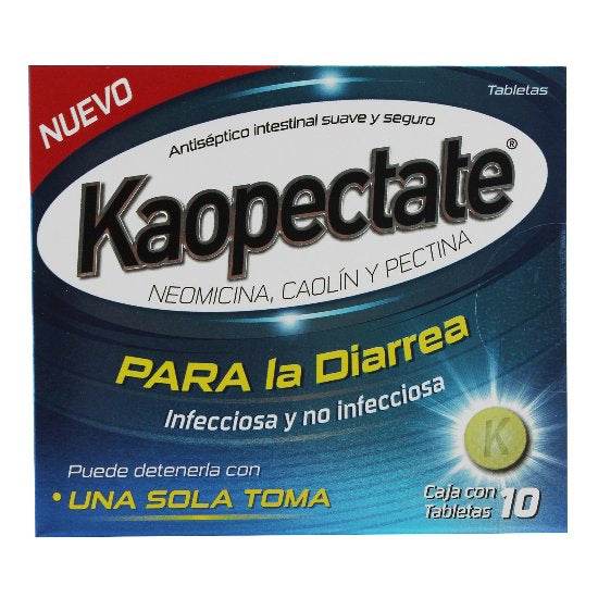 Kaopectate 129Mg/280Mg/30Mg Con 10 Tabletas (Neomicina/Caolin/Pectina)