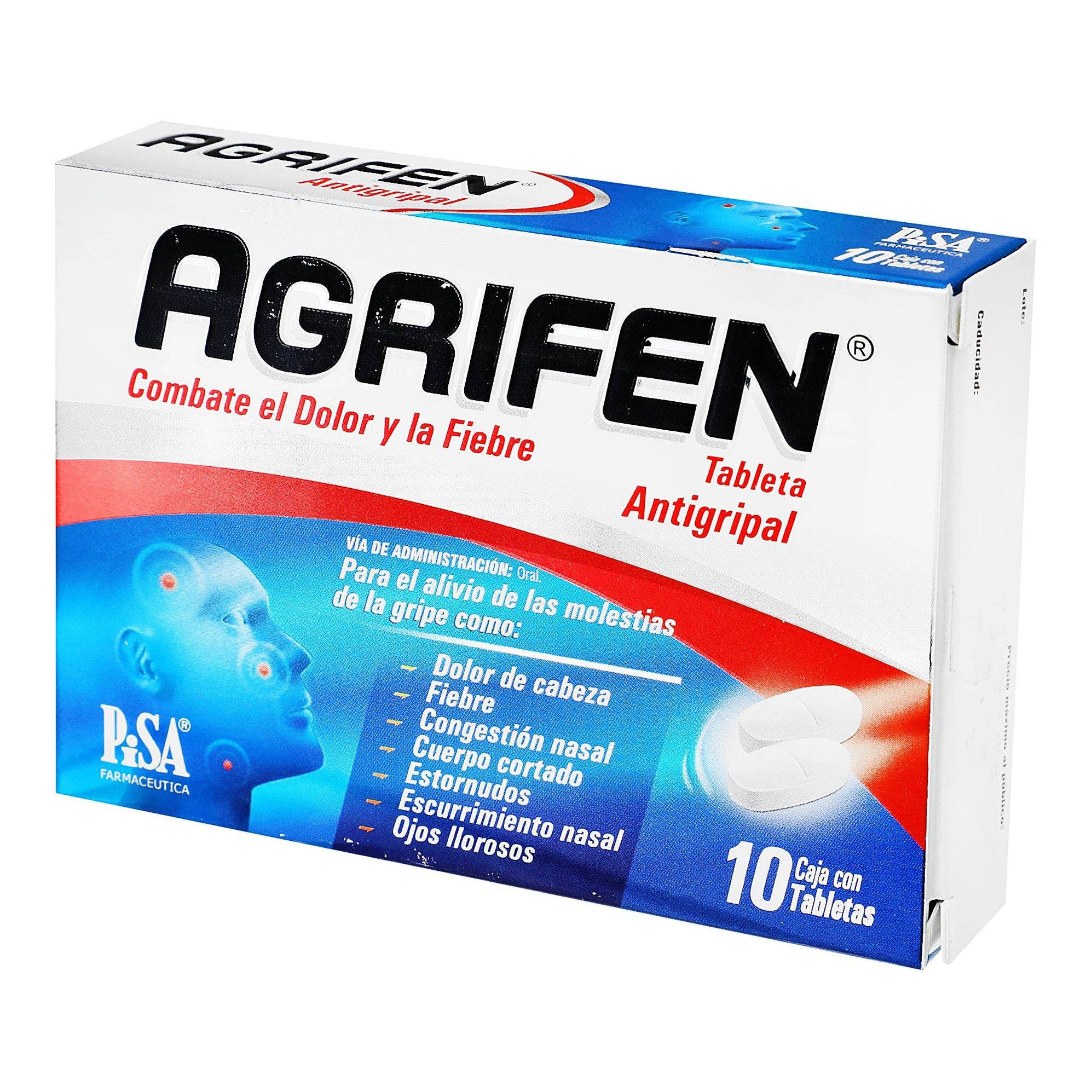 Agrifen 500Mg/25Mg/5Mg/4Mg Con 10 Tabletas (Paracetamol/Cafeina/Fenile ...