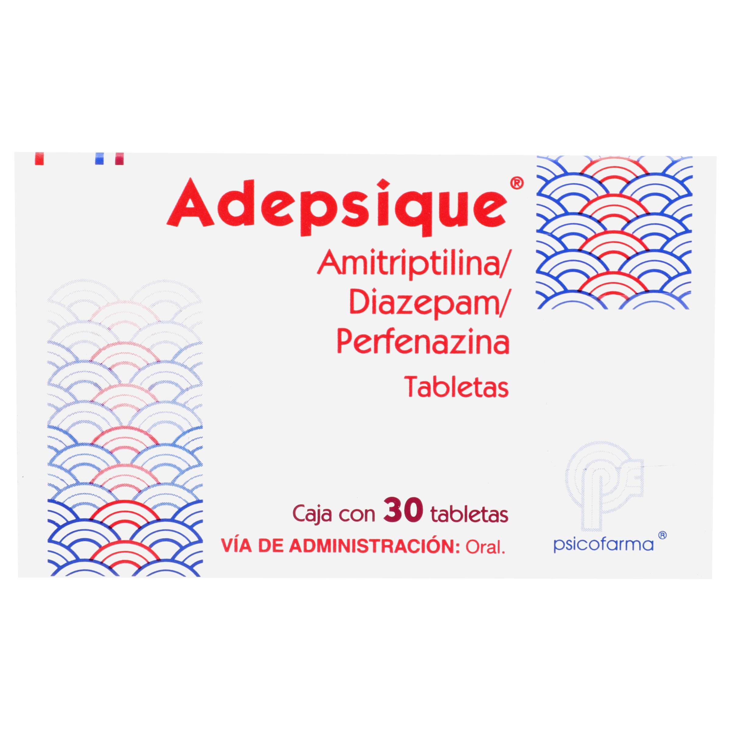 Adepsique (Amitriptilina/Diazepam/Perfenazina) Tabletas 10Mg/3Mg/2Mg C ...