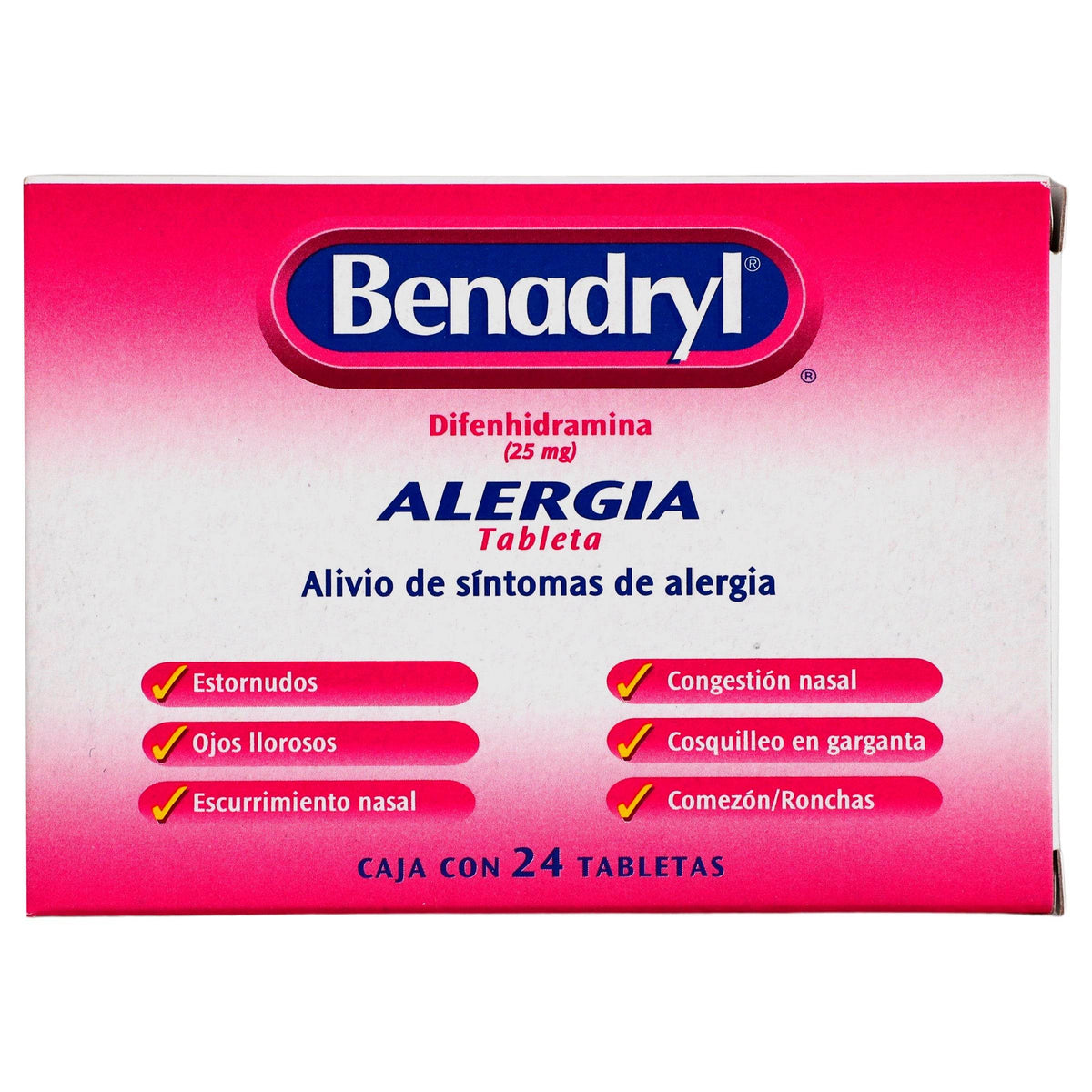 Benadryl 25Mg Con 24 Tabletas (Difenhidramina) — WeCare Pharma