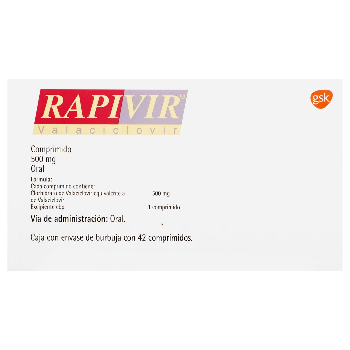 Rapivir 500Mg Con 42 Tabletas (Valaciclovir) — WeCare Pharma