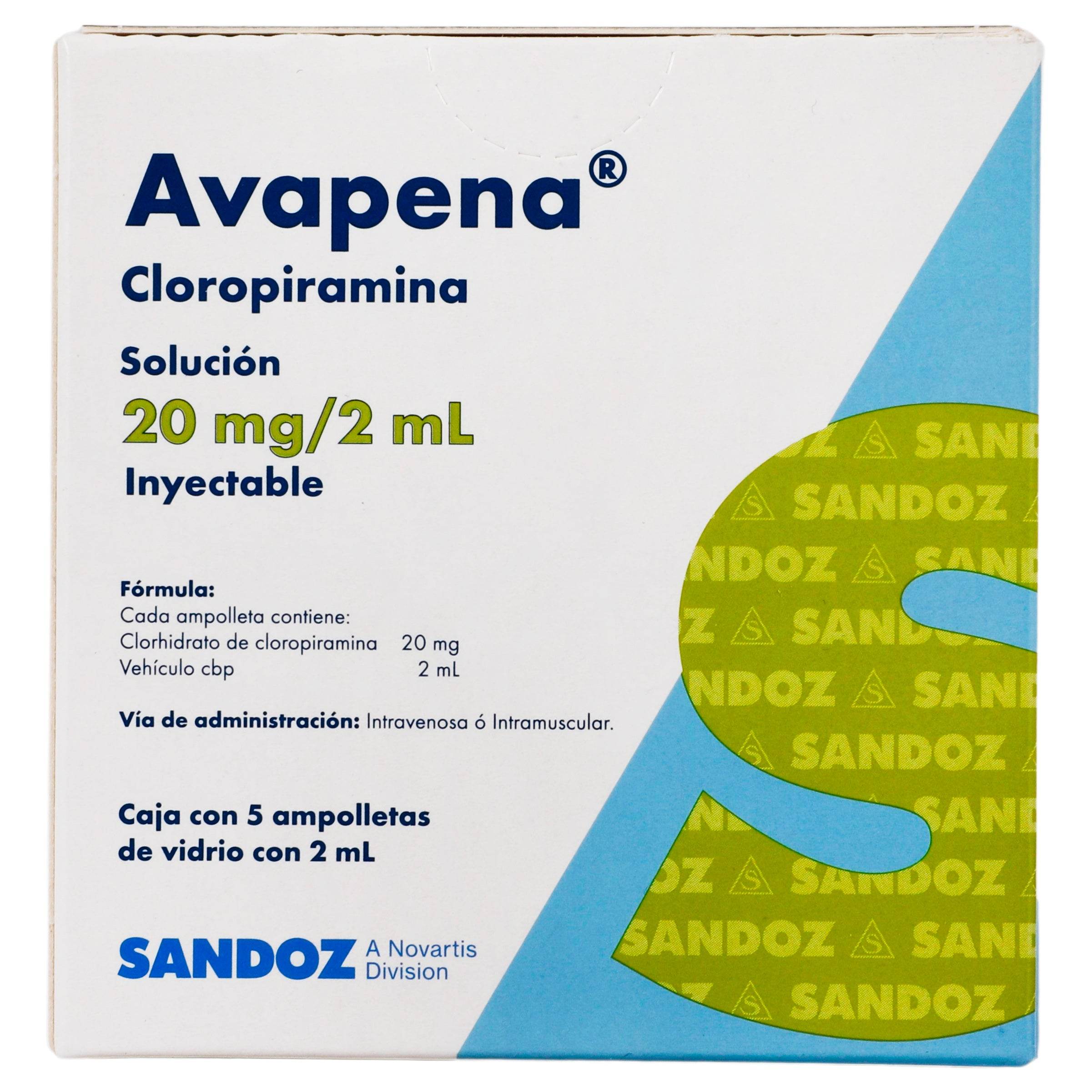 Avapena 20Mg/2Ml Con 5 Ampulas (Cloropiramina) — WeCare Pharma