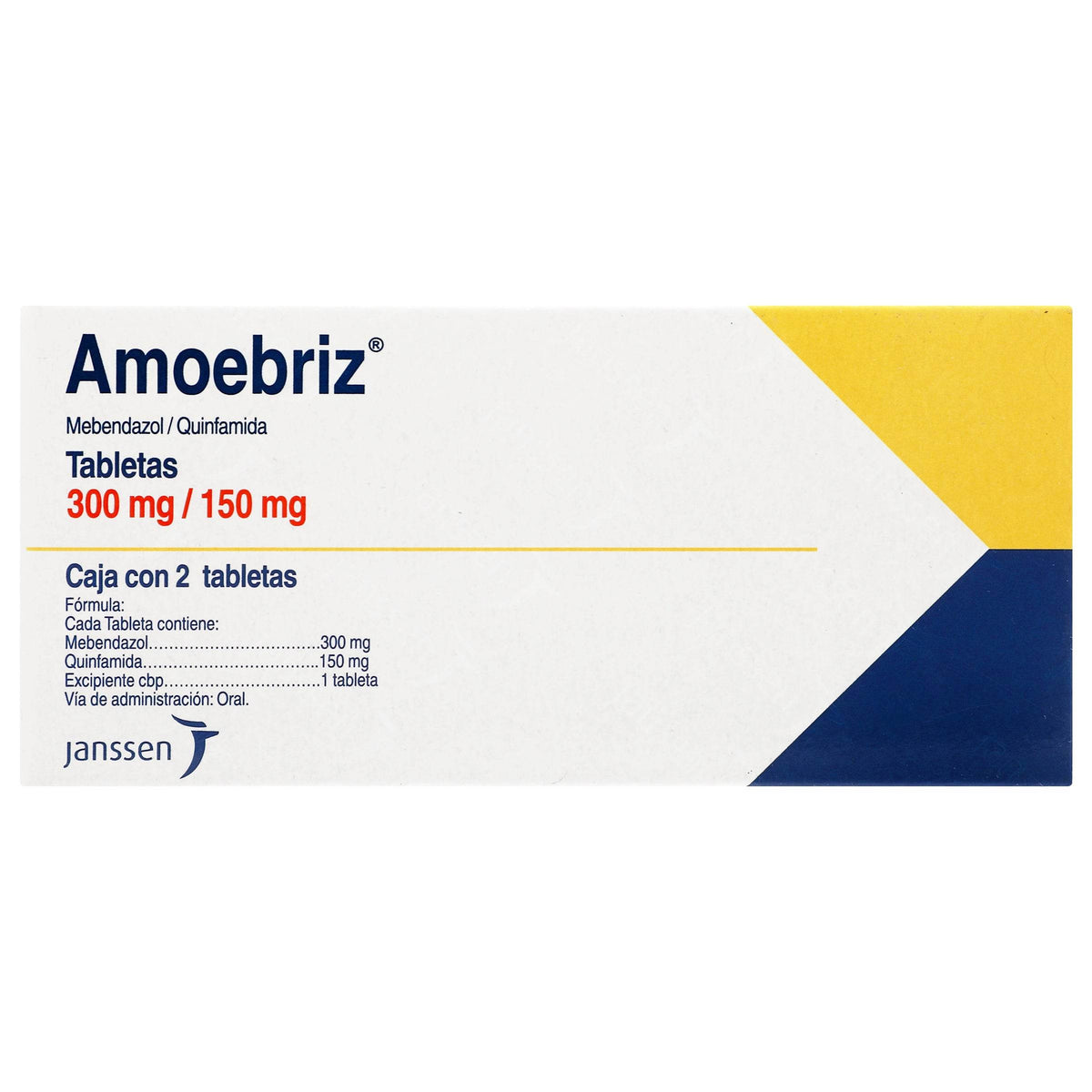 Amoebriz 300Mg/150Mg Con 2 Tabletas (Mebendazol/Quinfamida) — WeCare Pharma