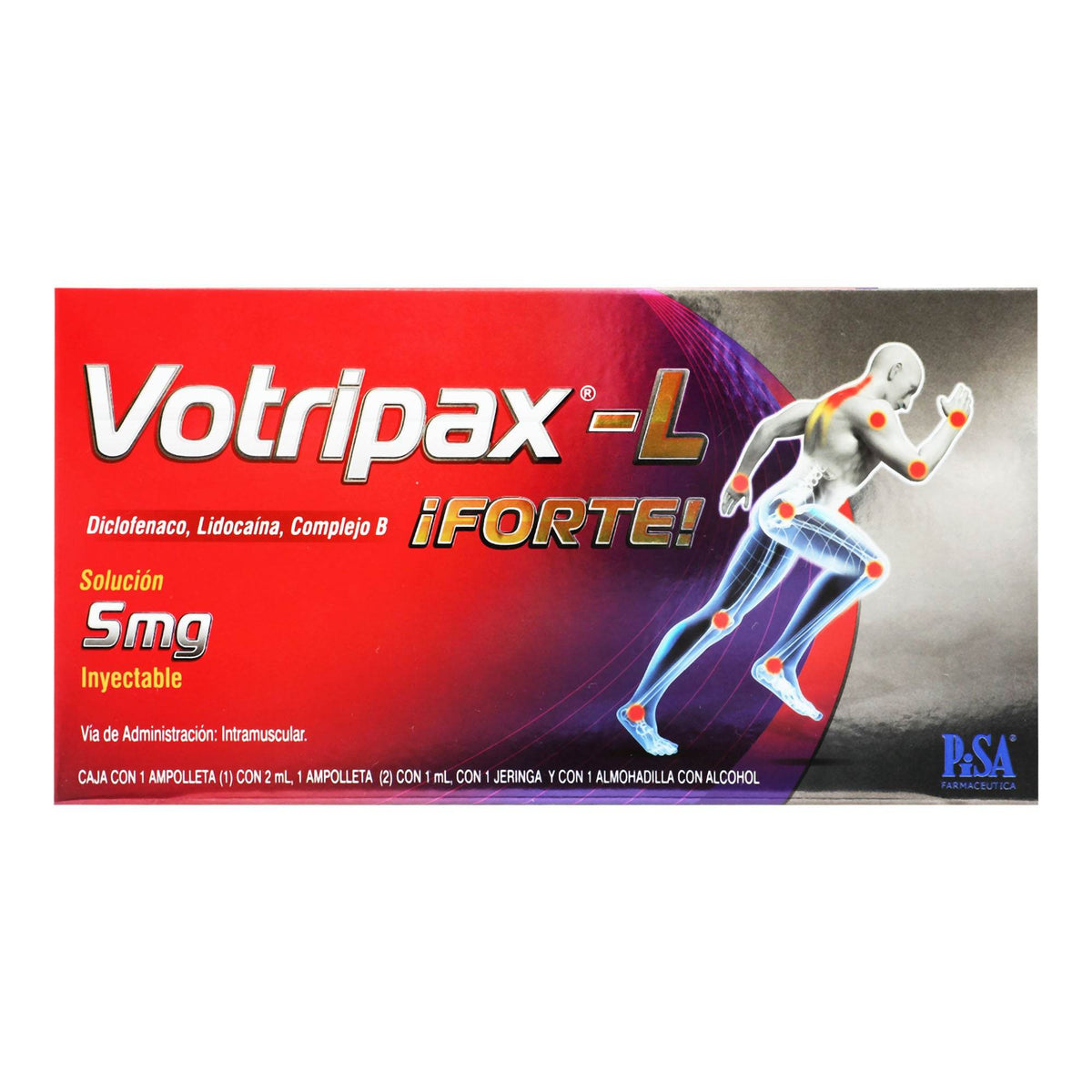 Votripax-L Forte 5Mg/3Ml Con 1 Ampulas (Diclofenaco/Complejo B/Lidocai ...