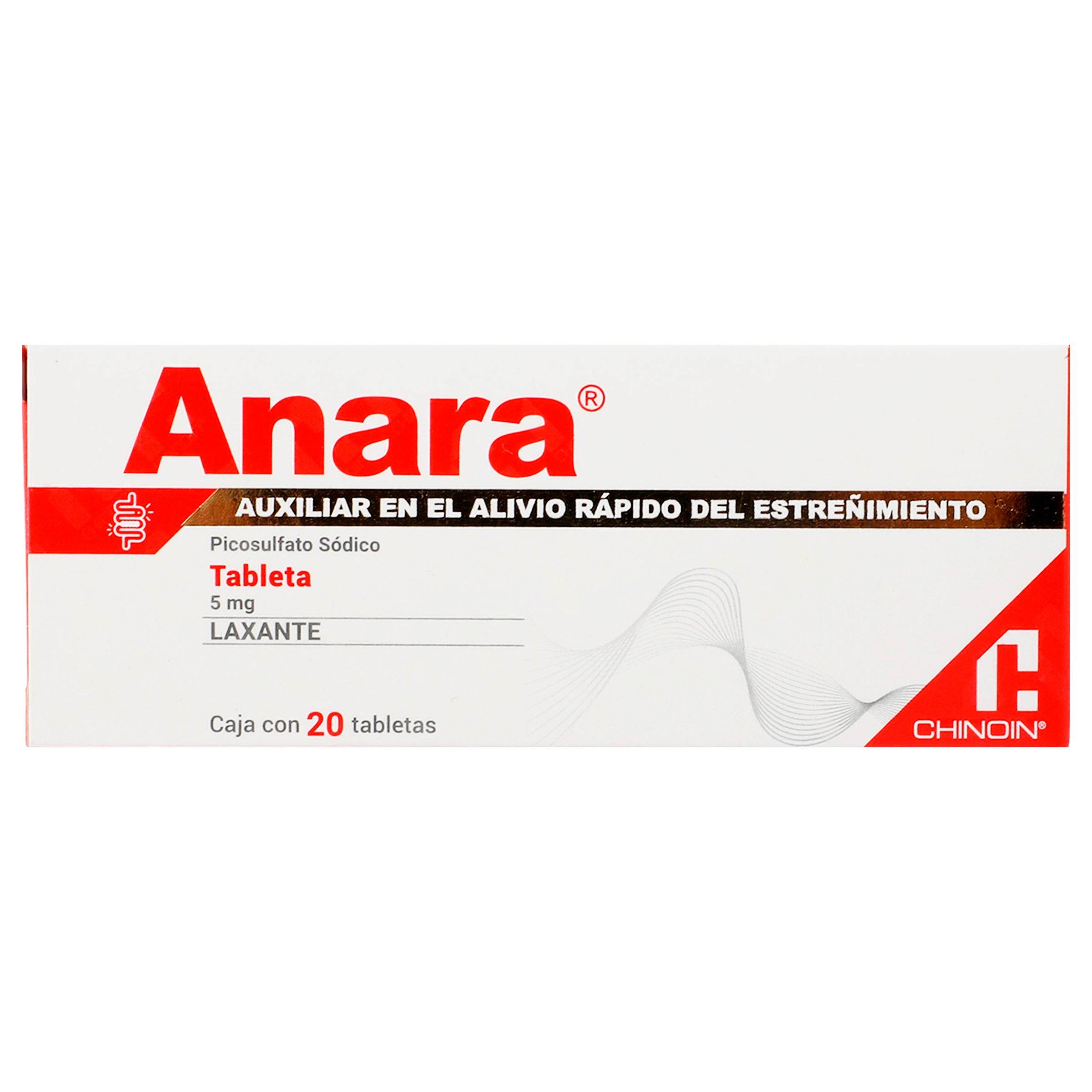 Anara 5Mg Con 20 Tabletas (Picosulfato Sodico) — WeCare Pharma