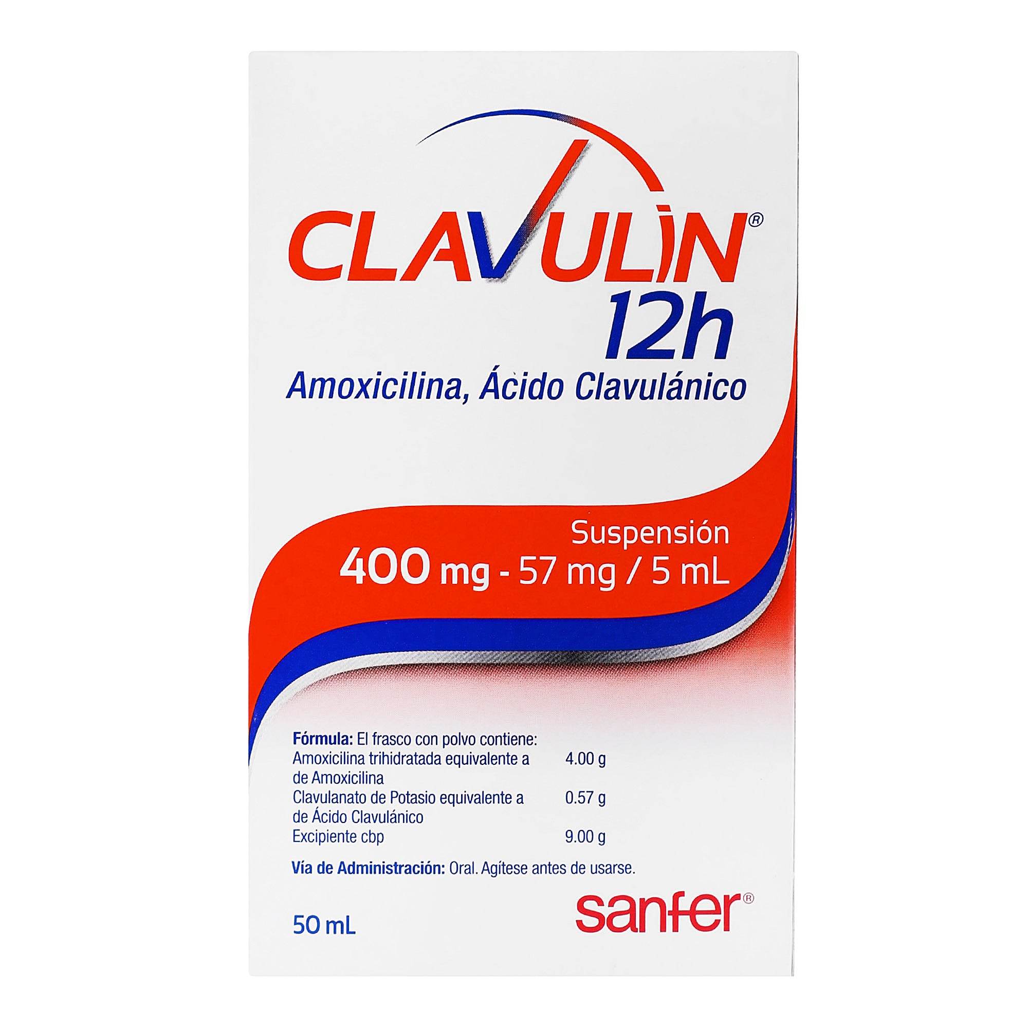 Clavulin 12H Suspensión 400Mg/57Mg/5Ml 50Ml (Amoxicilina/Acido Clavula