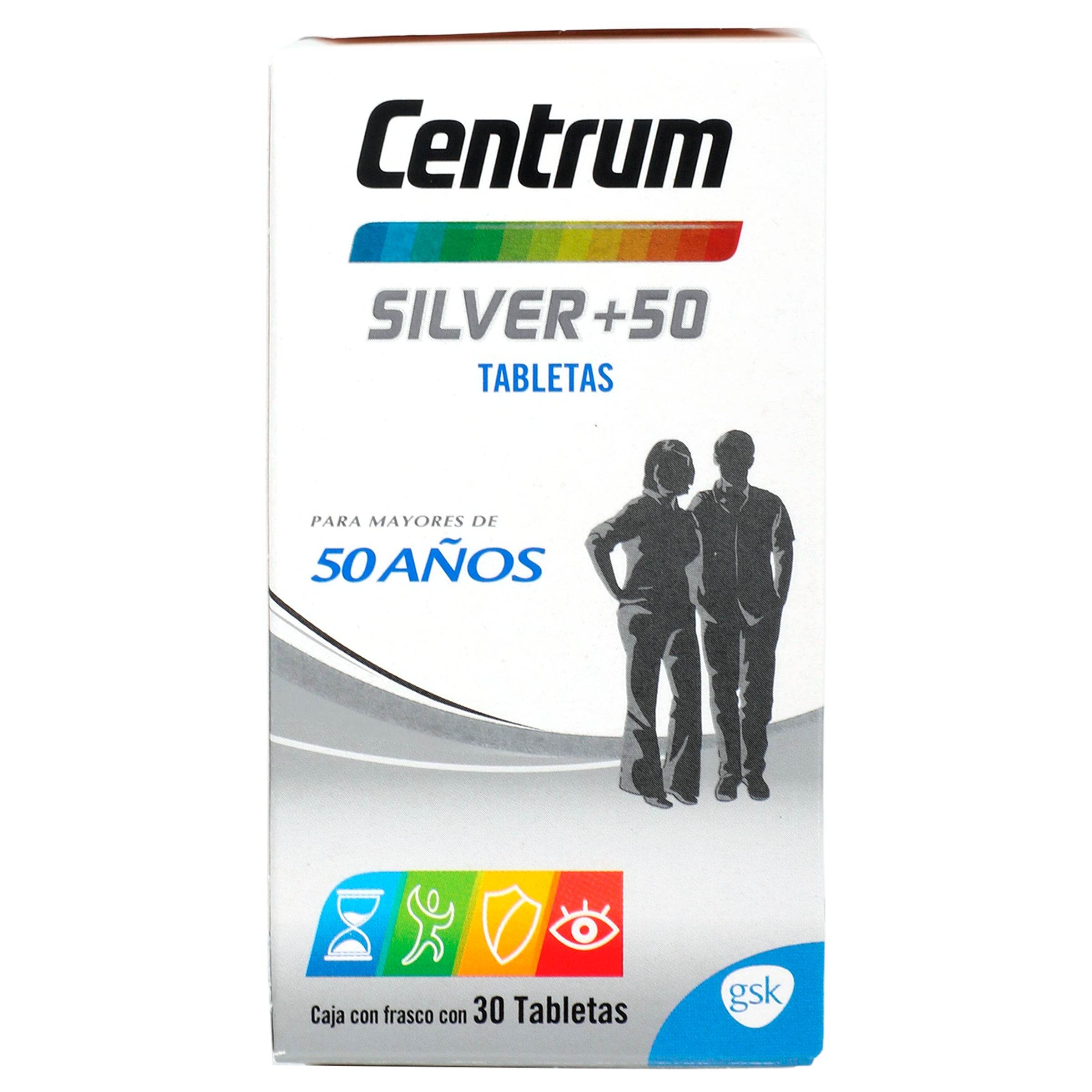 Centrum Silver +50 Con 30 Tabletas (Vitaminas B/C/Calcio/Potasio/Zinc ...