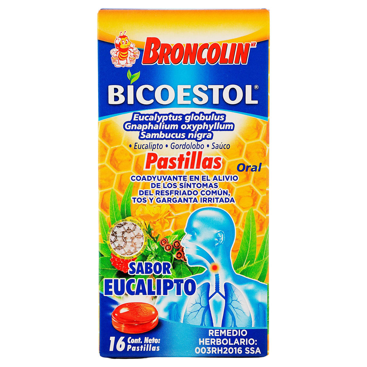 Broncolin Bicoestol Pastillas 2.5G Con 16 Euacalipto (Eucaliptus Globu ...