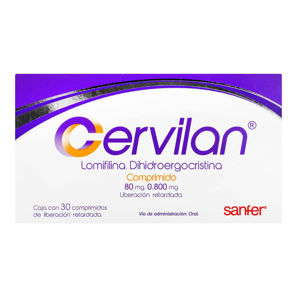 Cervilan 80Mg/0.800Mg Con 30 Comprimidos (Lomifilina/Dihidroergocristi ...