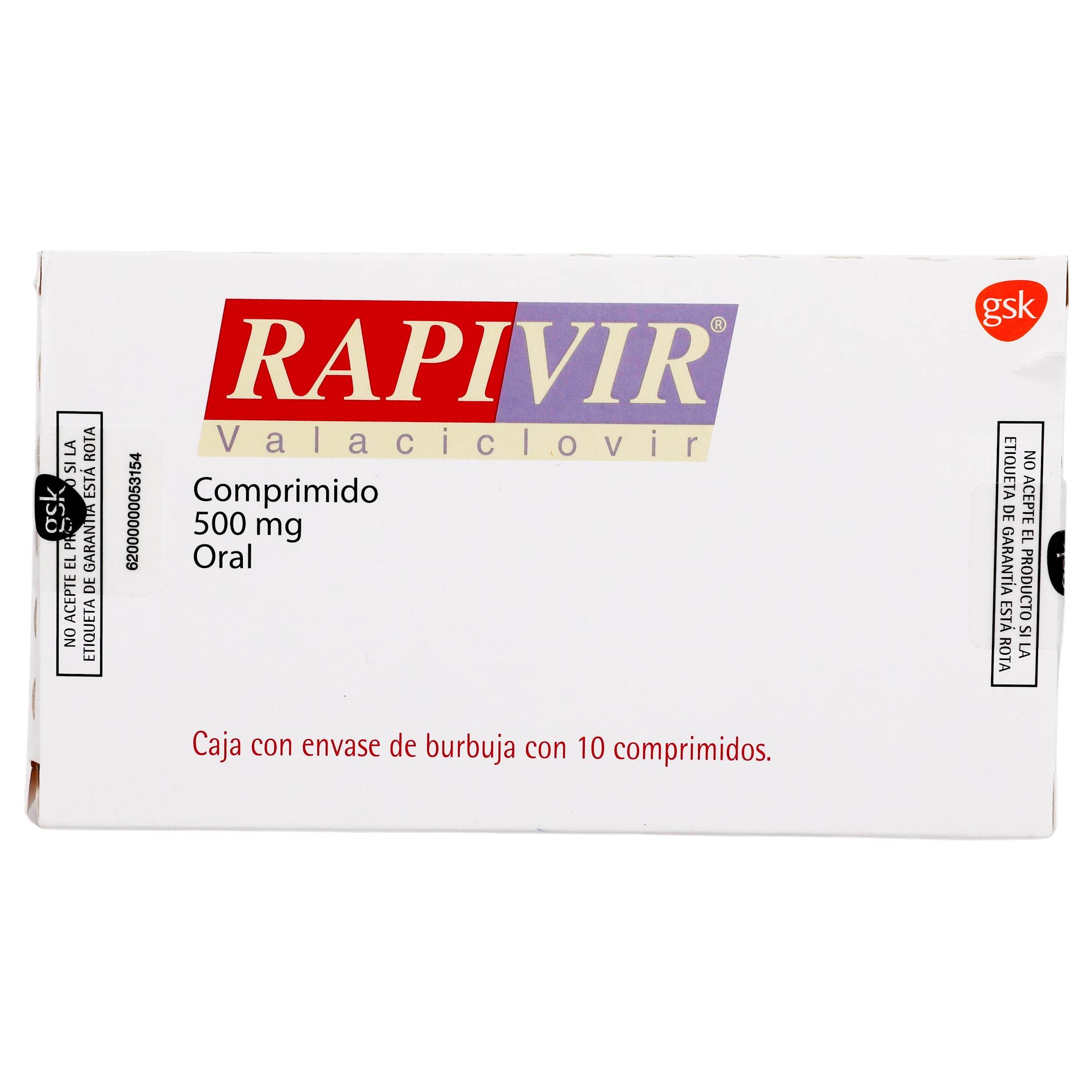 Rapivir 500Mg Con 10 Tabletas (Valaciclovir)