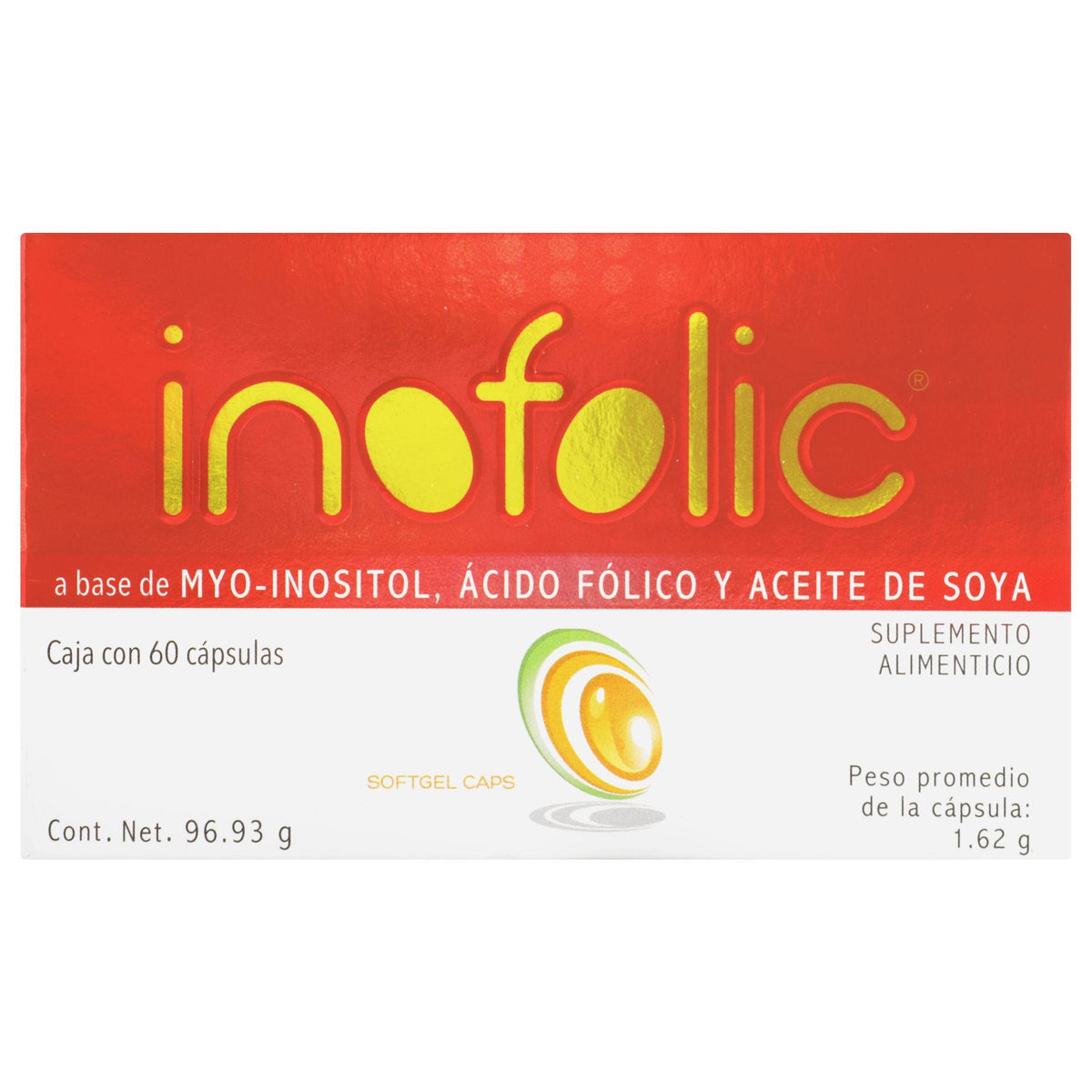 Inofolic 96.93G Con 60 Capsulas (Myo Inositol/Ac Folico/ Aceite De Soy ...