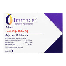 Tramacet 18.75Mg/162.5Mg Con 10 Tabletas (Tramadol/Paracetamol ...