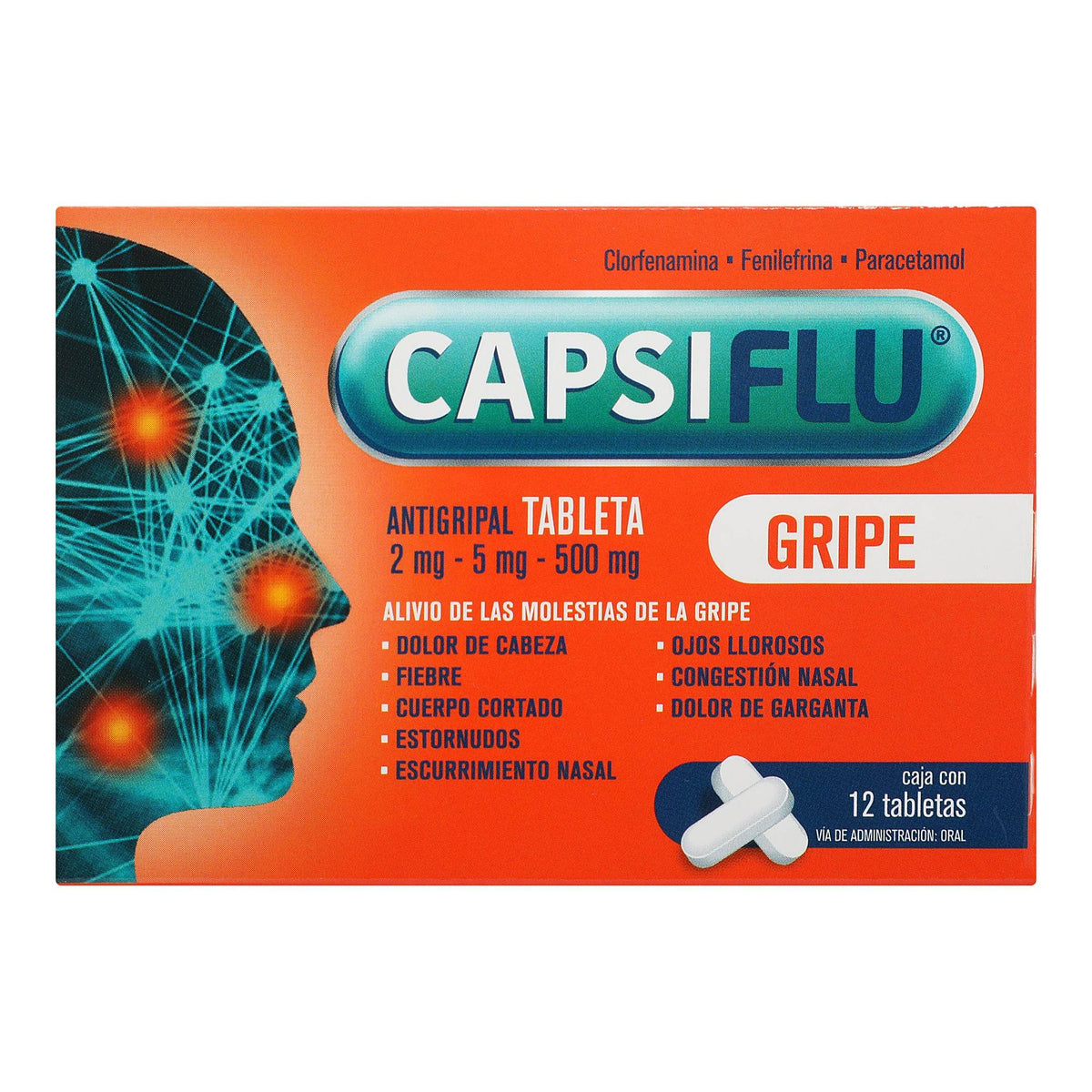 Capsiflu 2Mg/5Mg/500Mg Con 12 Tabletas (Paracetamol/Fenilefrina/Clorfe ...