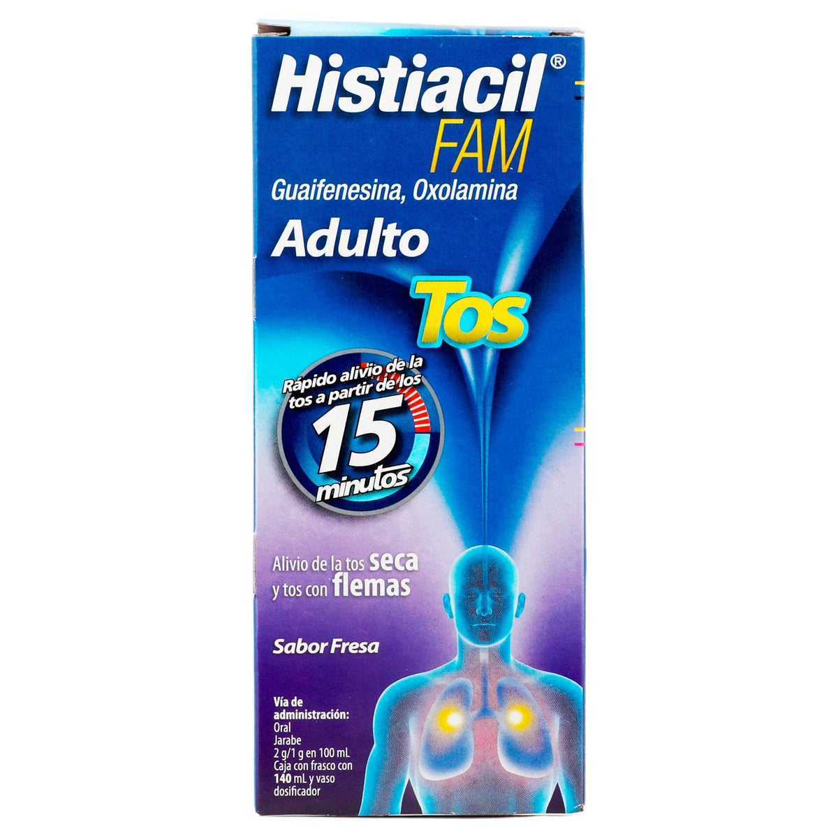 Histiacil Fam Ad Jarabe 2G/1G 140Ml (Guifenesina/Oxolamina) — WeCare Pharma