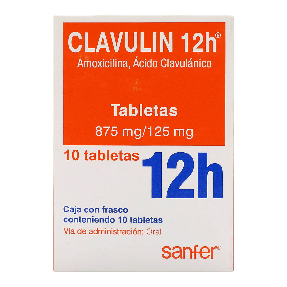 Clavulin 12H 875Mg/125Mg Con 10 Tabletas (Amoxicilina/Acido Clavulanic ...