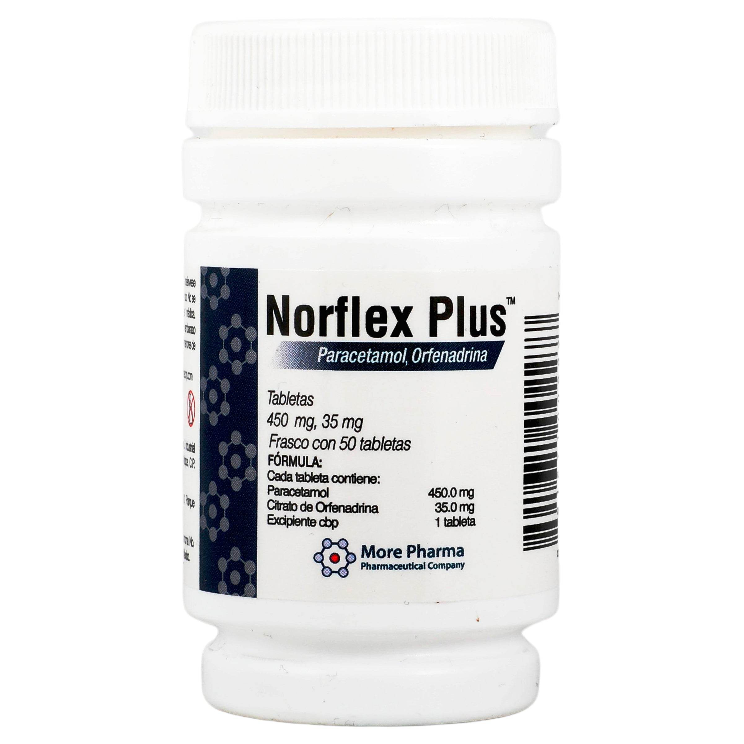 Norflex Plus 450Mg/35Mg Con 50 Tabletas (Paracetamol/Orfenadrina ...