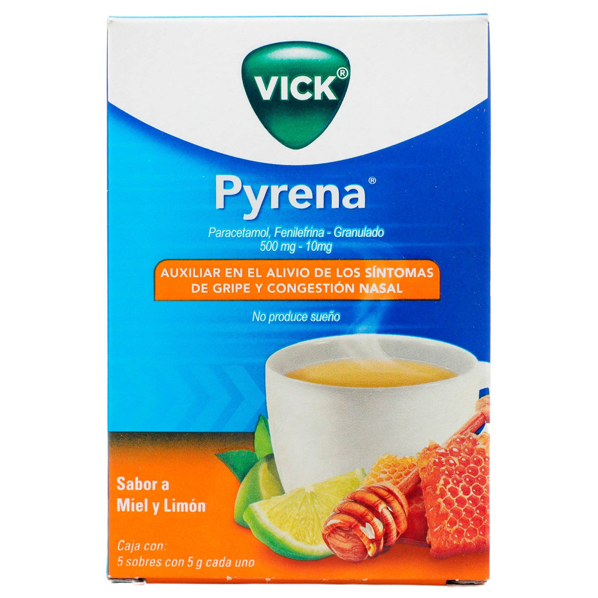 Vick Pyrena Sobres 500Mg/10Mg 5G Con 5 (Paracetamol/Fenilefrina ...