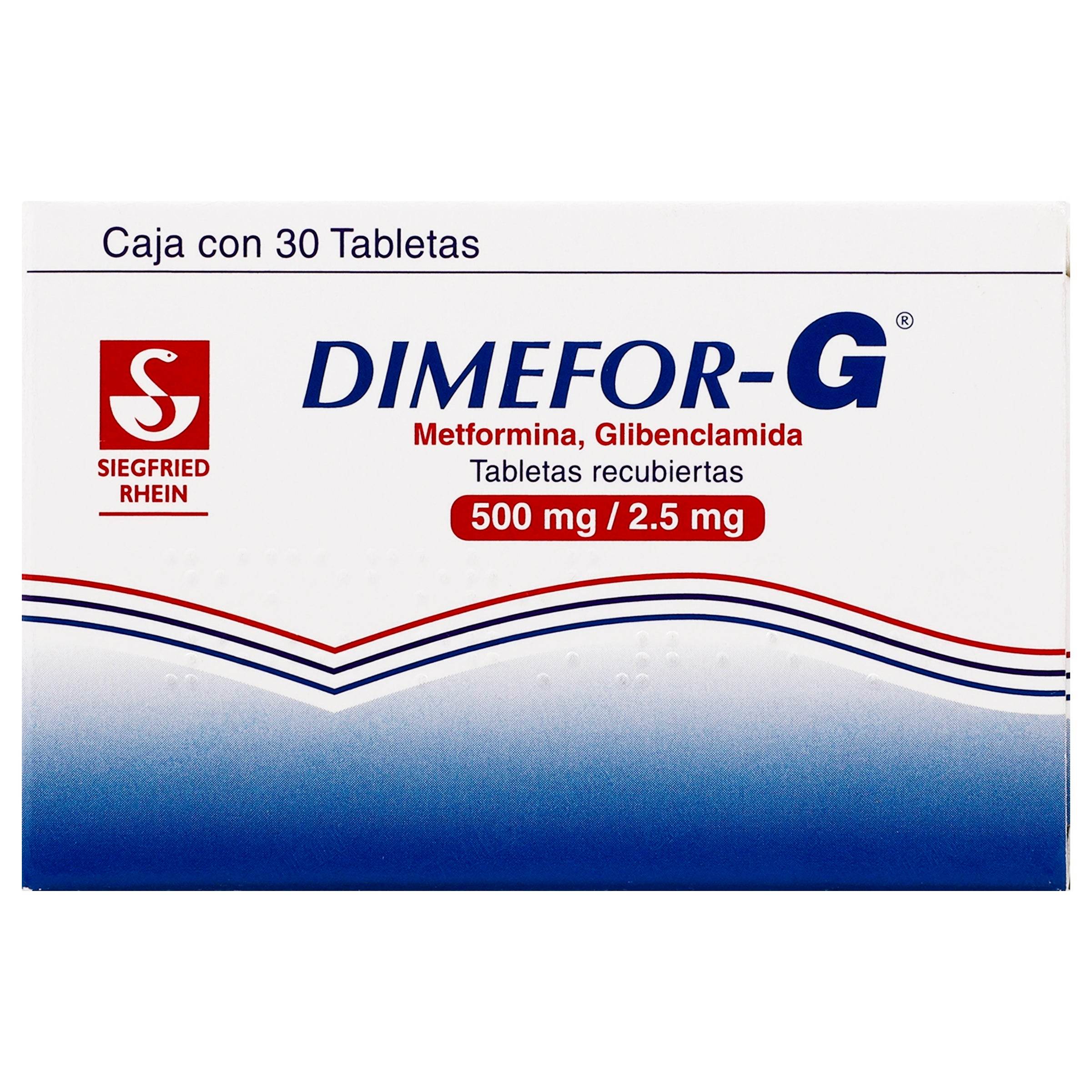 Dimefor-G 500Mg/2.5Mg Con 30 Tabletas (Metformina/Glibenclamida ...
