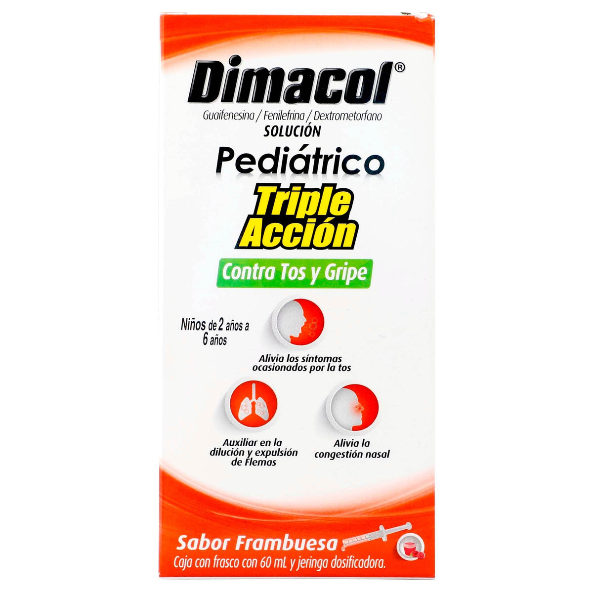 Dimacol Ped Solución 2G/100Mg/200Mg/100Ml 60Ml (Guaifesina/Fenilefrina ...