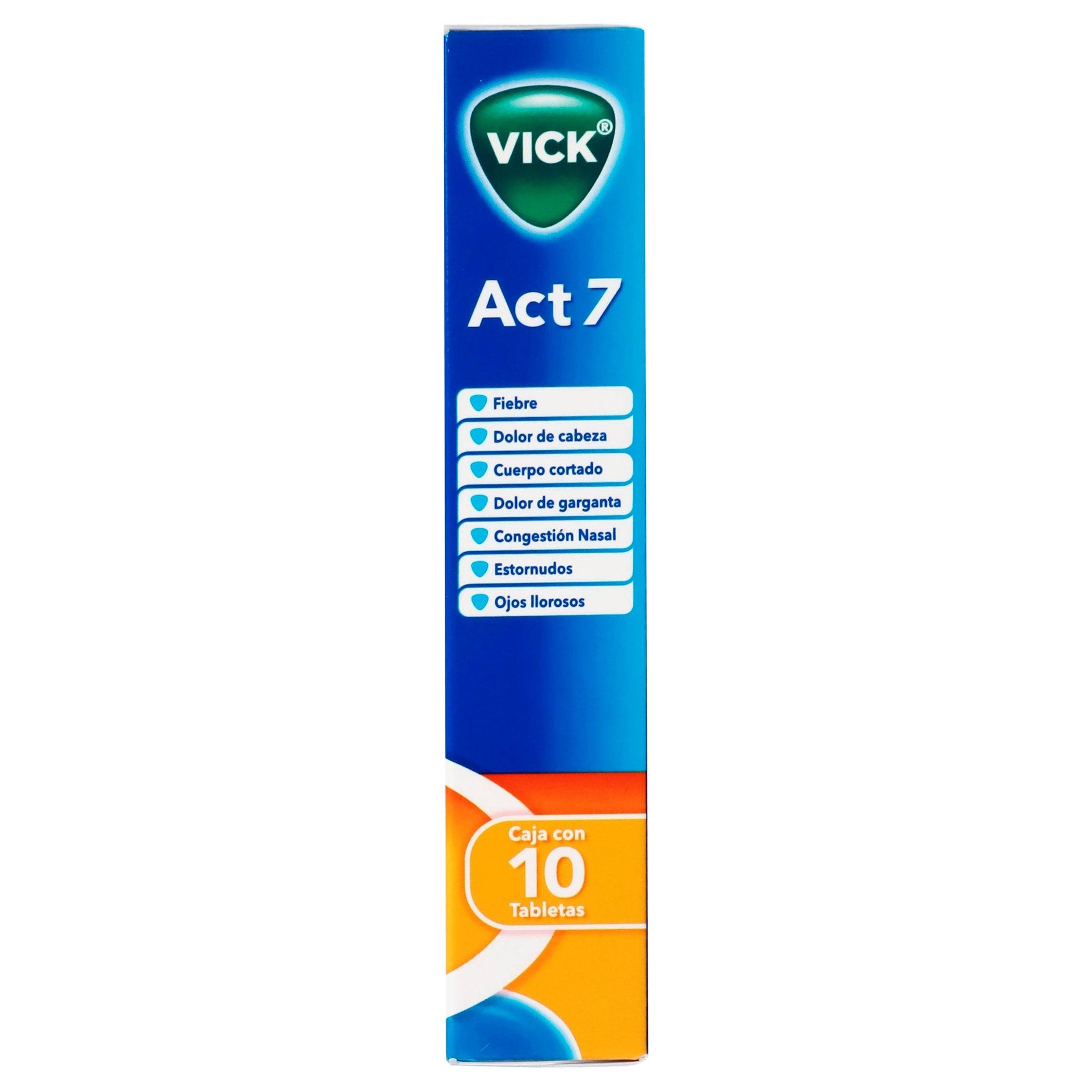Vick Act 7 500Mg/25Mg/5Mg/4Mg Con 10 Tabletas (Paracetamol/Cafeina/Fen ...