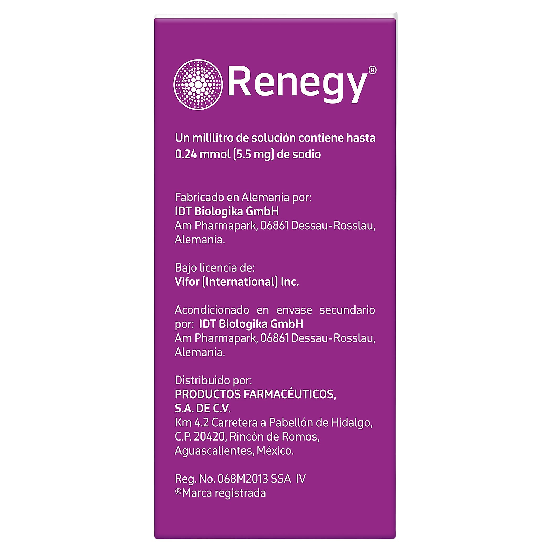 Renegy (Carboximaltosa Ferrica) Fco Amp 500Mg/10Ml C1 — WeCare Pharma