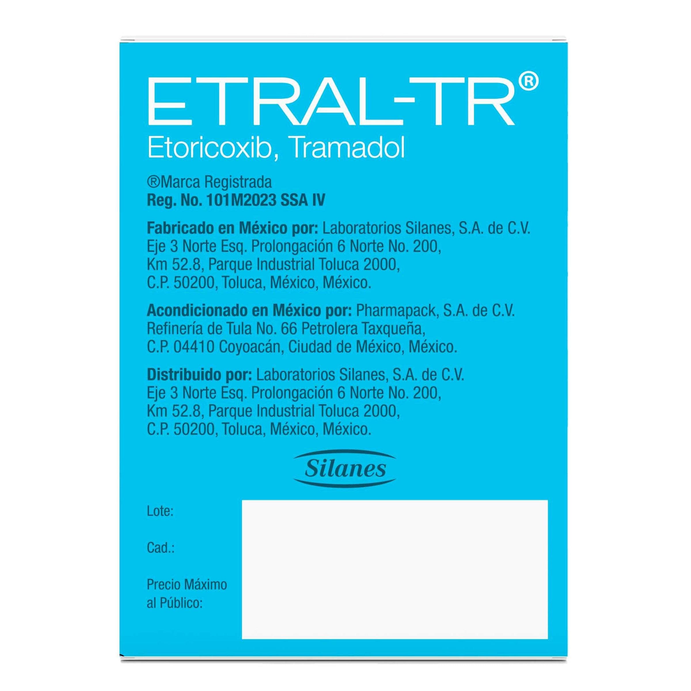 Etral-Tr Granulado 90Mg/50Mg Con 14 Sobres (Etoricoxib/Tramadol ...