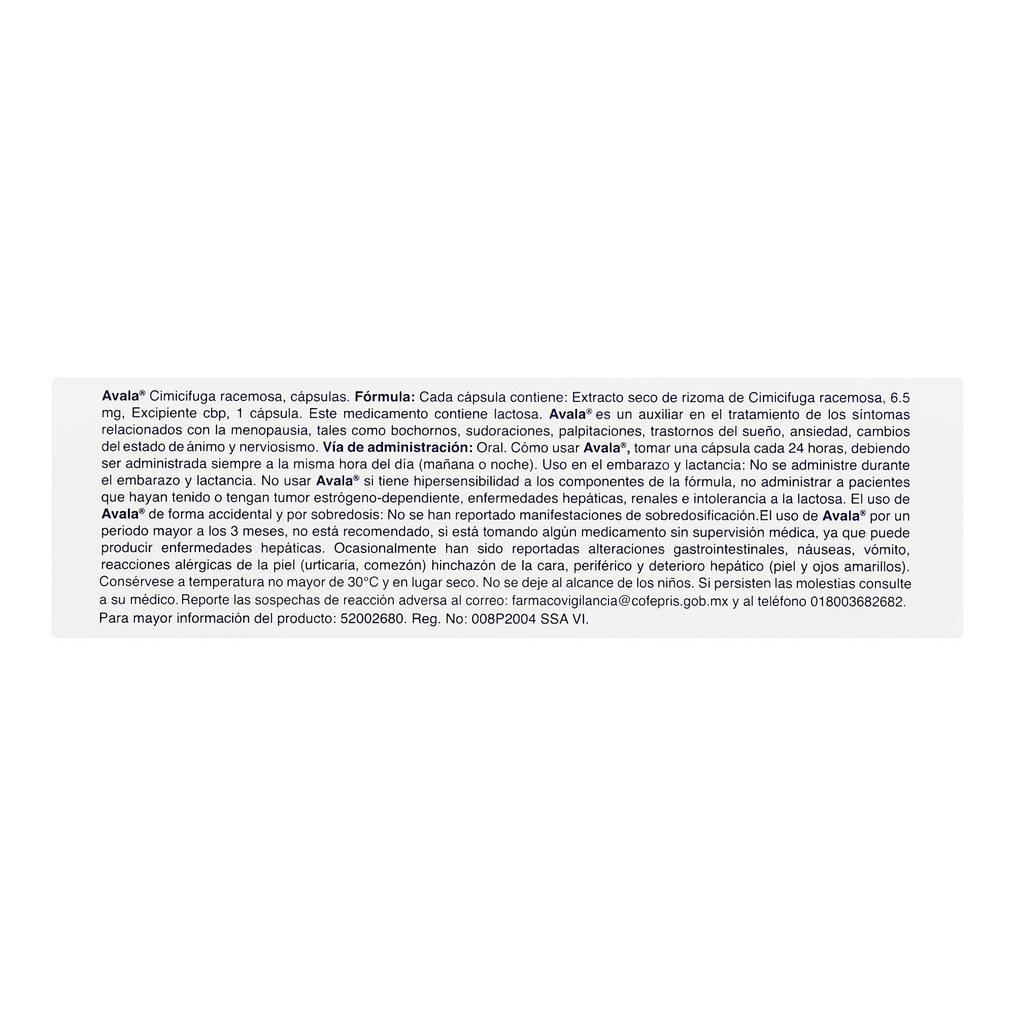 Avala 6.5Mg Con 30 Capsulas (Cimicifuga Racemosa) — WeCare Pharma