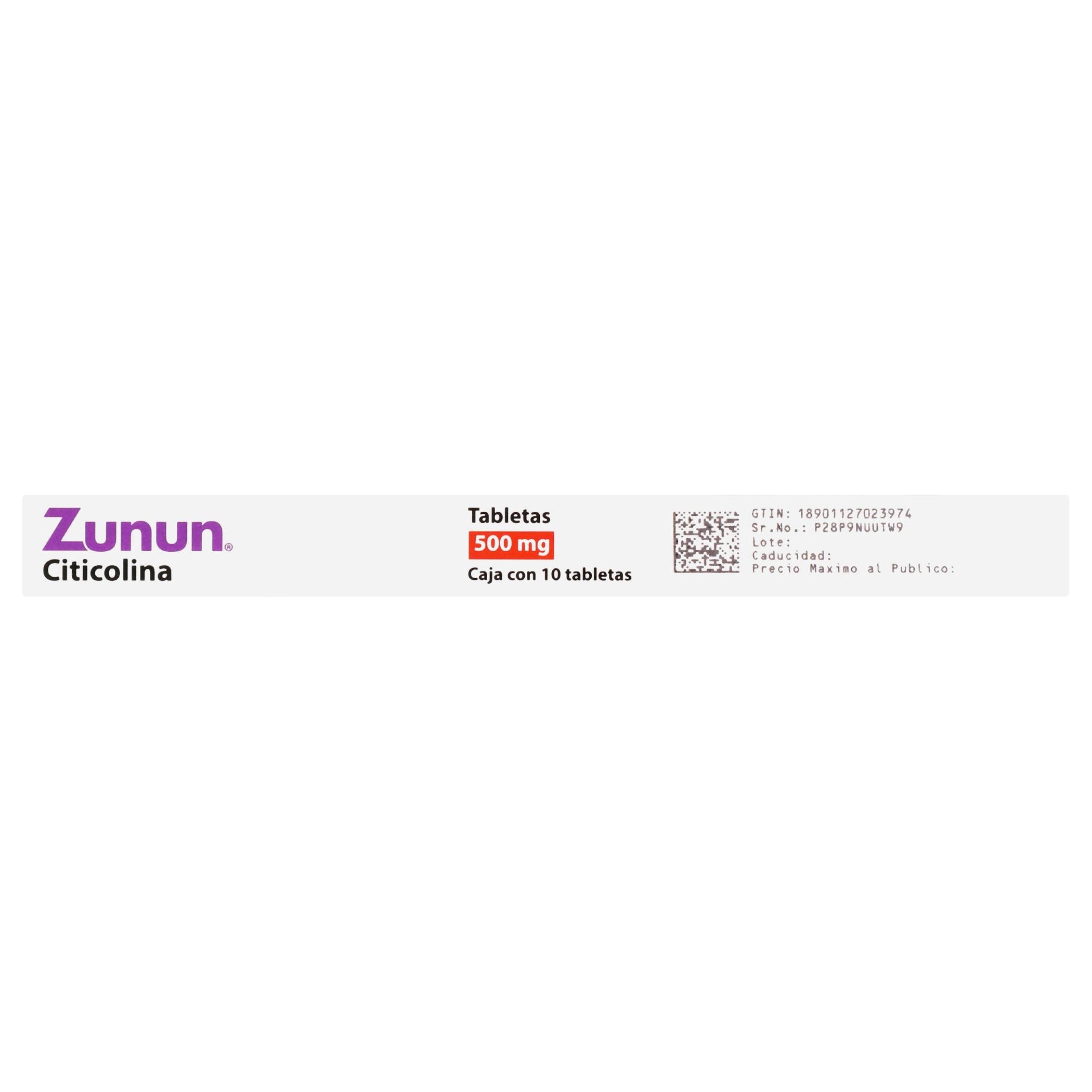 Zunun 500Mg Con 10 Tabletas (Citicolina) — WeCare Pharma