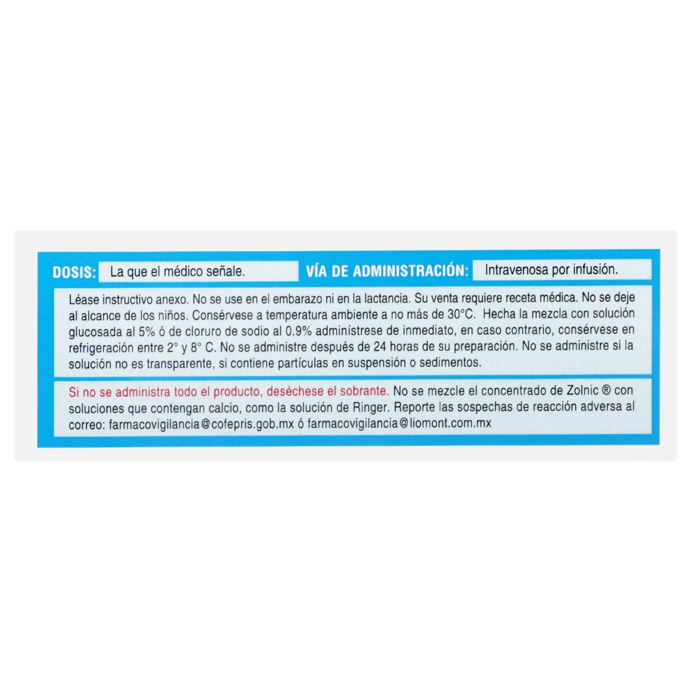Zolnic Frasco 4Mg/5Ml Con 1 Ampulas (Acido Zoledronico) — WeCare Pharma