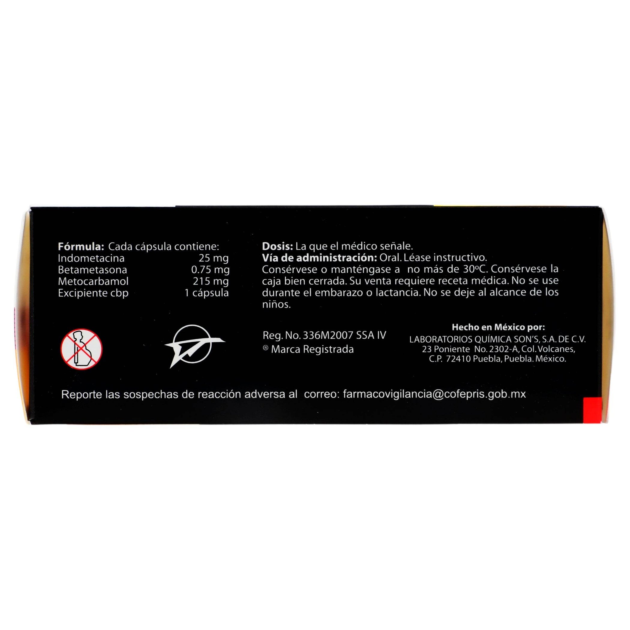 Ardosons 25Mg/0.75Mg/215Mg Con 20 Capsulas (Indometacina/Betametasona ...