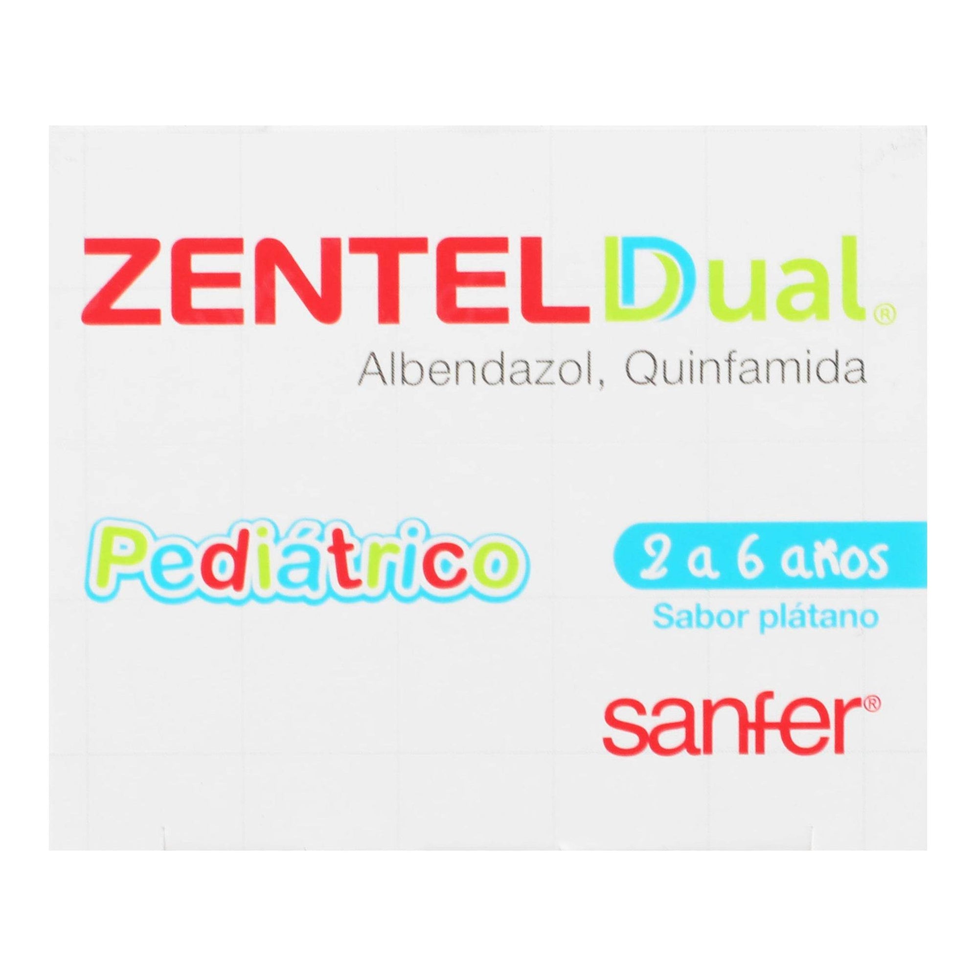 Zentel Dual Pediatrico Suspensión 400Mg/100Mg 10Ml (Albendazol/Quinfam ...
