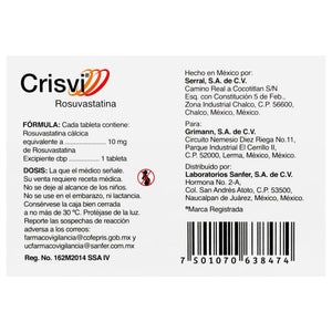 Crisvi 10Mg Con 30 Tabletas (Rosuvastatina) — WeCare Pharma