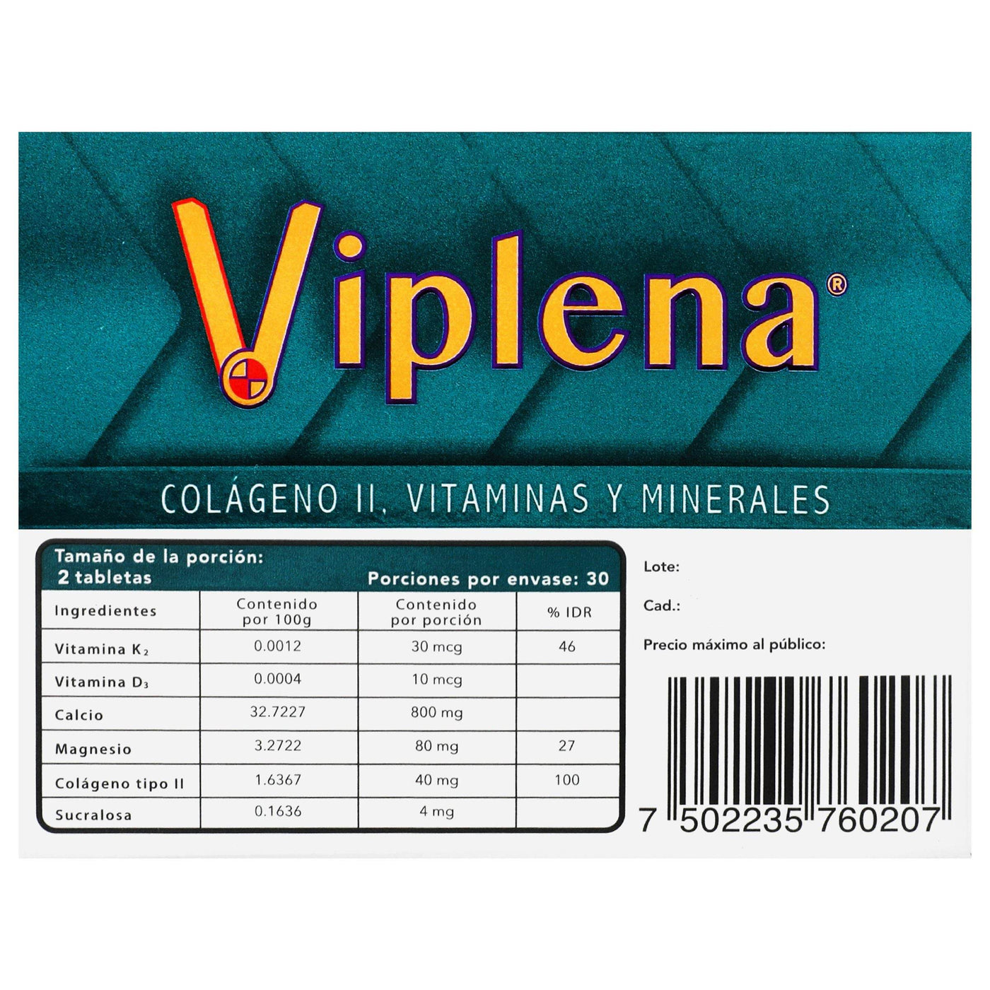 Viplena 73G Con 60 Tabletas (Colageno Ii/Vitaminas/Minerales) — WeCare ...