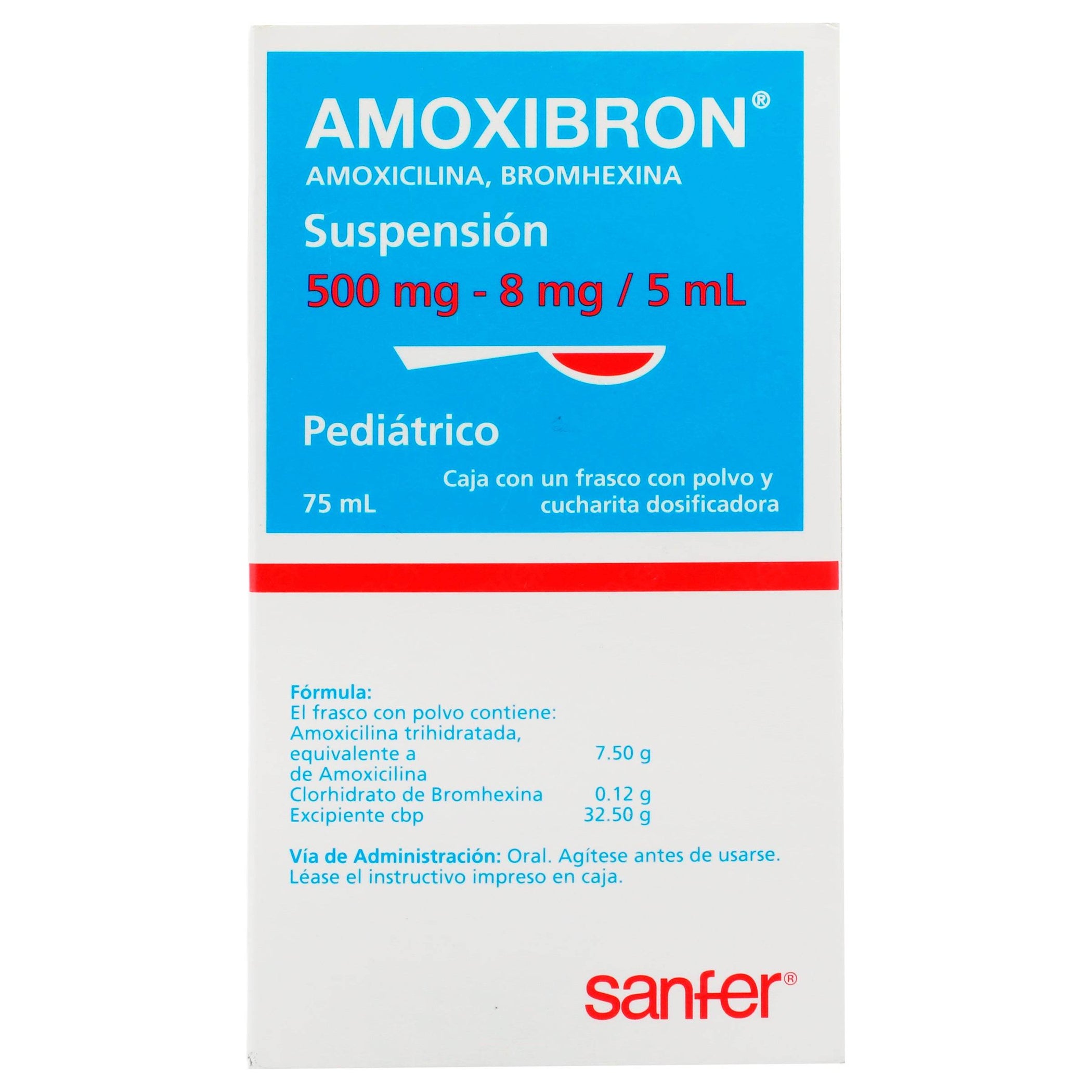 Amoxibron Suspensión 500Mg/8Mg/5Ml 75Ml (Amoxicilina/Bromhexina ...
