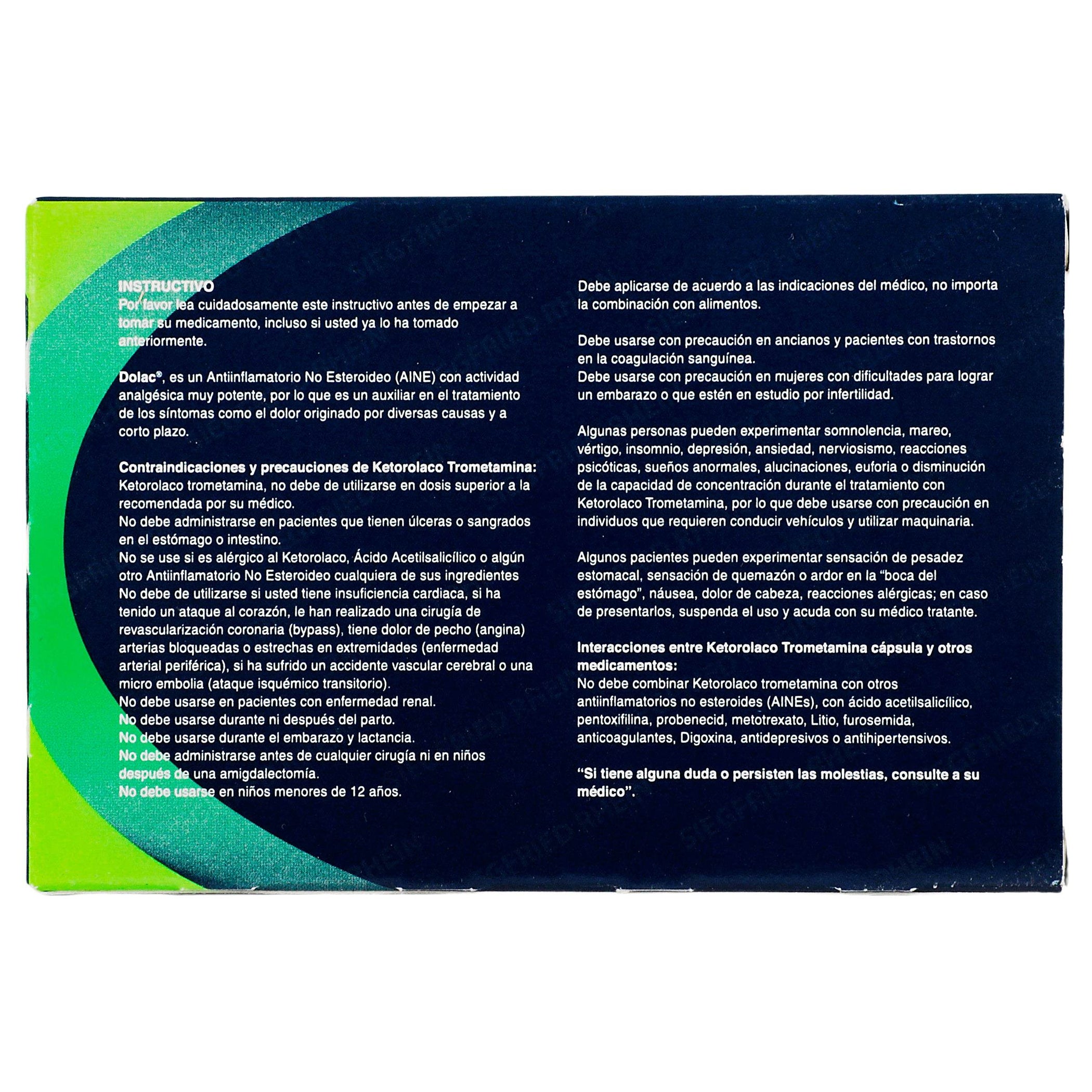 Dolac 10Mg Con 10 Capsulas (Ketorolaco) — WeCare Pharma