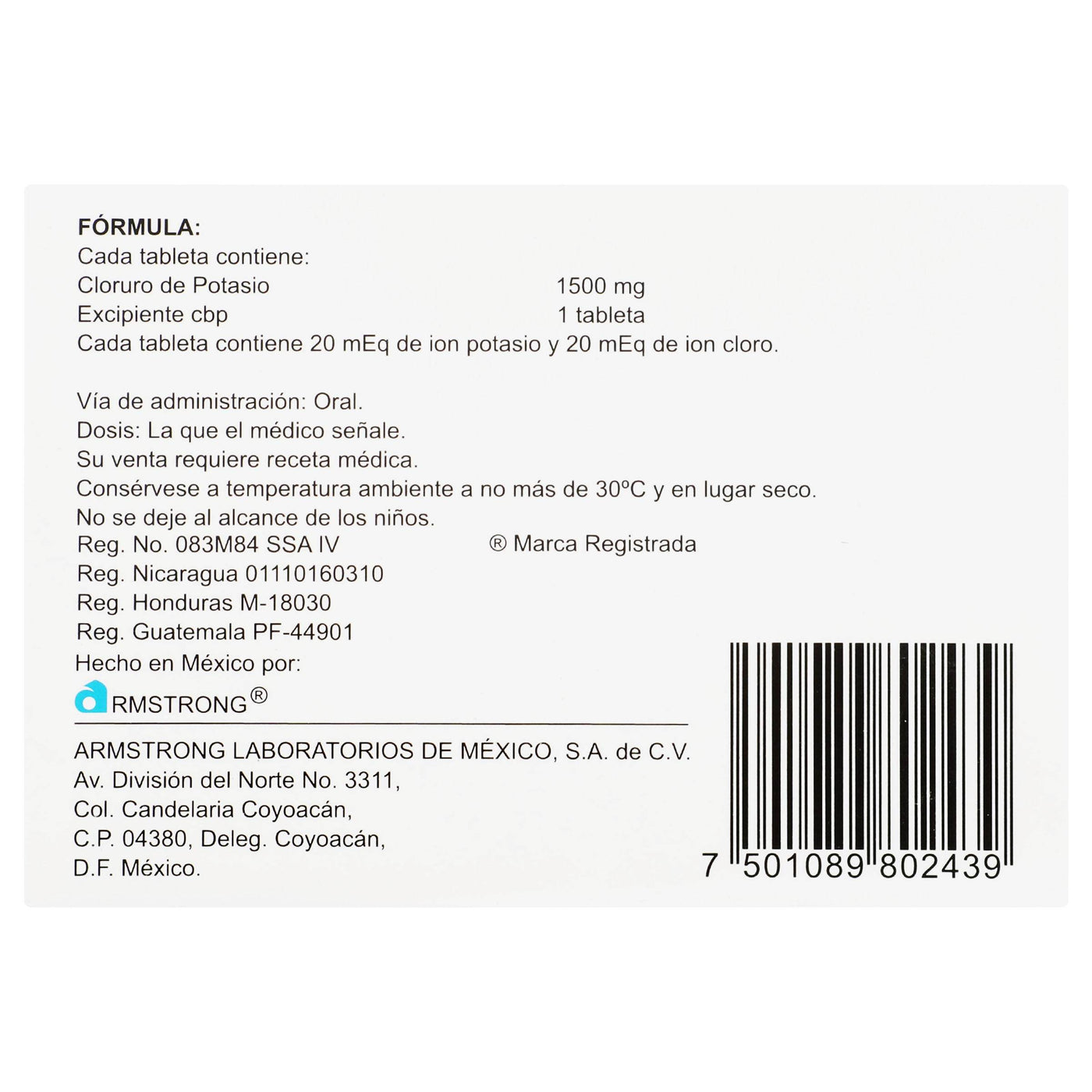 Corpotasin Lp 15000Mg Con 30 Tabletas (Cloruro De Potasio) — WeCare Pharma