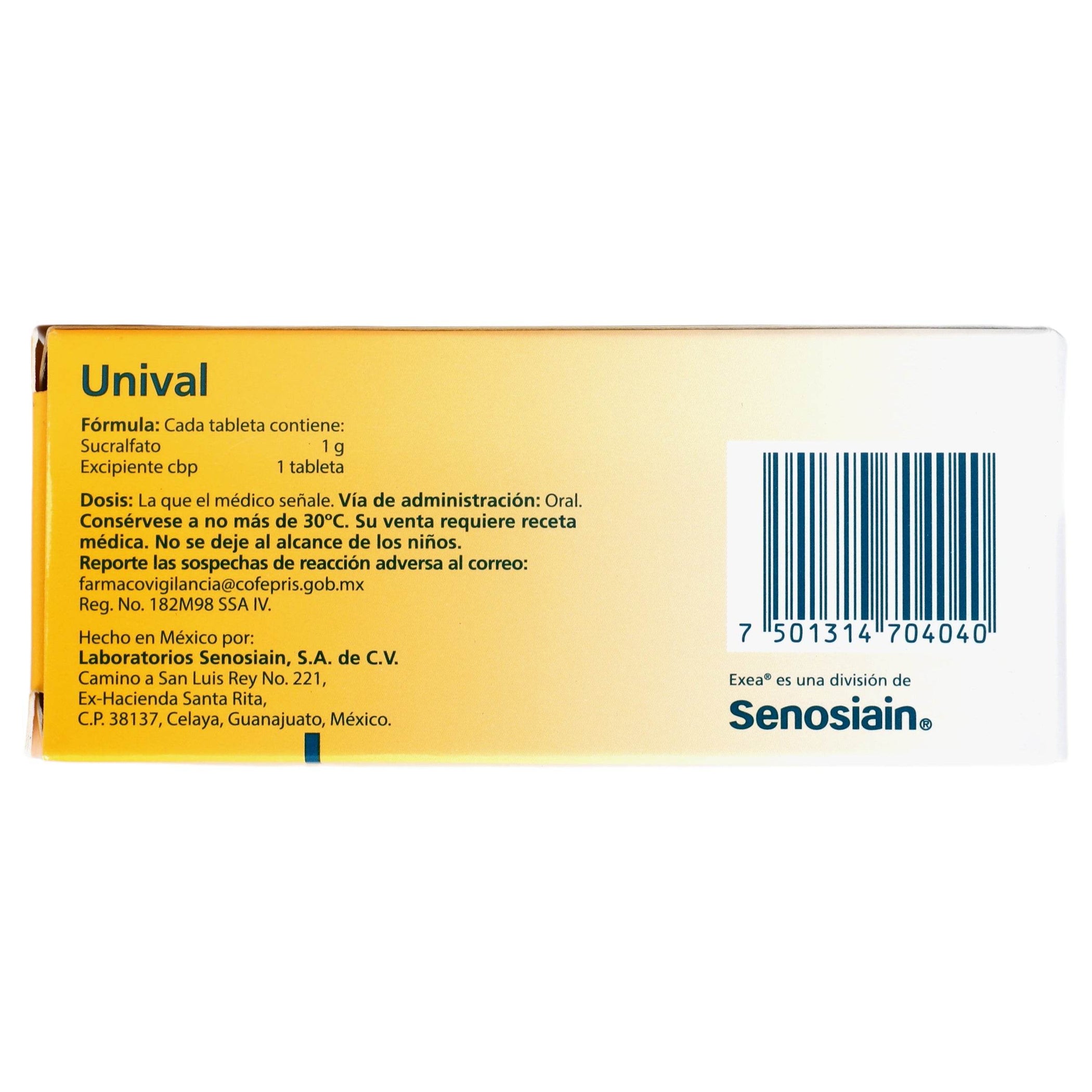Unival 1G Con 40 Tabletas (Sucralfato) — WeCare Pharma