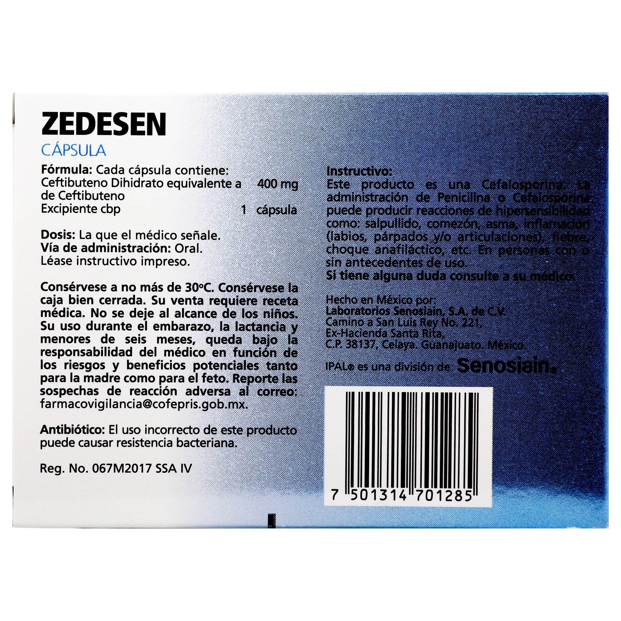 Zedesen 400Mg Con 10 Capsulas (Ceftibuteno) — WeCare Pharma
