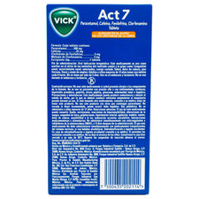 Vick Act 7 500Mg/25Mg/5Mg/4Mg Con 10 Tabletas (Paracetamol/Cafeina/Fen ...