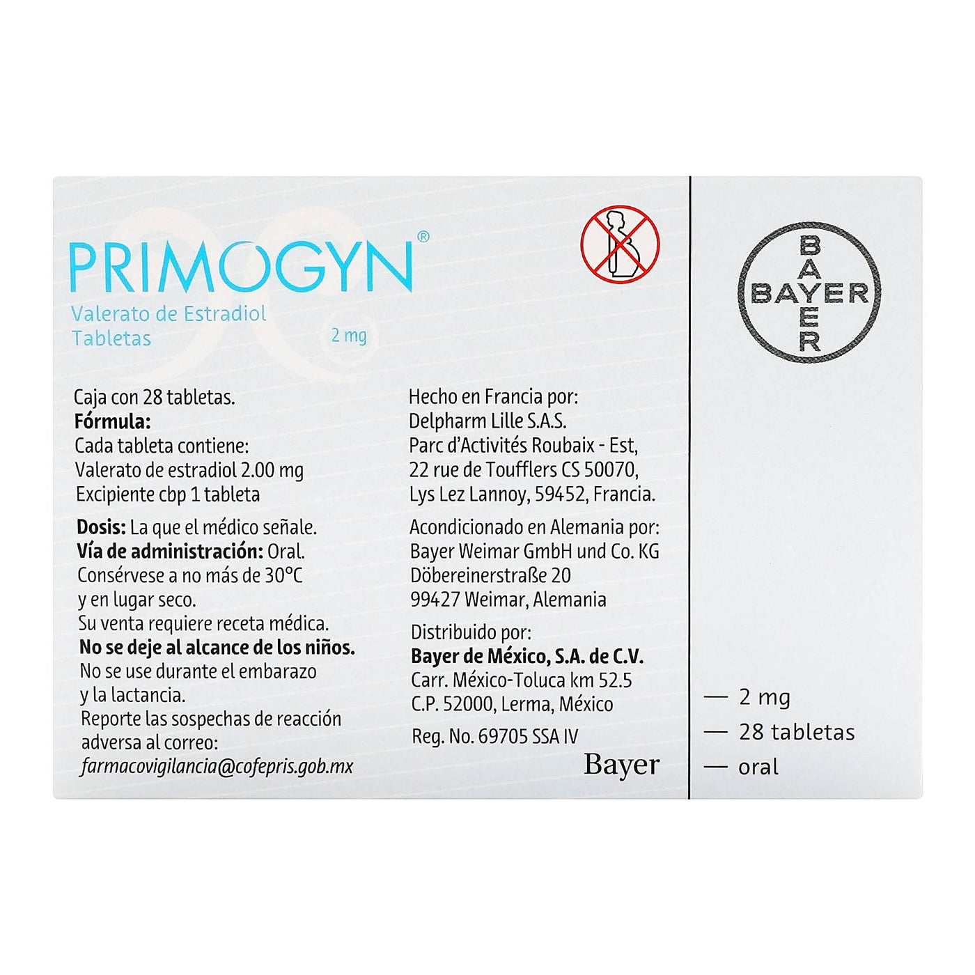 Primogyn 2Mg Con 28 Tabletas (Valerato De Estradiol) — WeCare Pharma