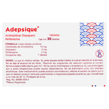Adepsique (Amitriptilina/Diazepam/Perfenazina) Tabletas 10Mg/3Mg/2Mg C ...