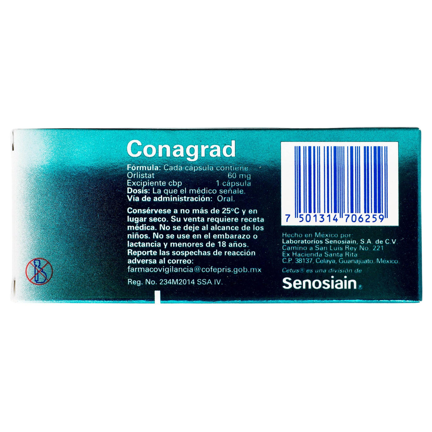 Conagrad 60Mg Con 30 Capsulas (Orlistat Resveratrol) — WeCare Pharma