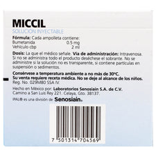 Miccil 0.5Mg 2Ml Con 5 Ampulas (Bumetanida) — WeCare Pharma