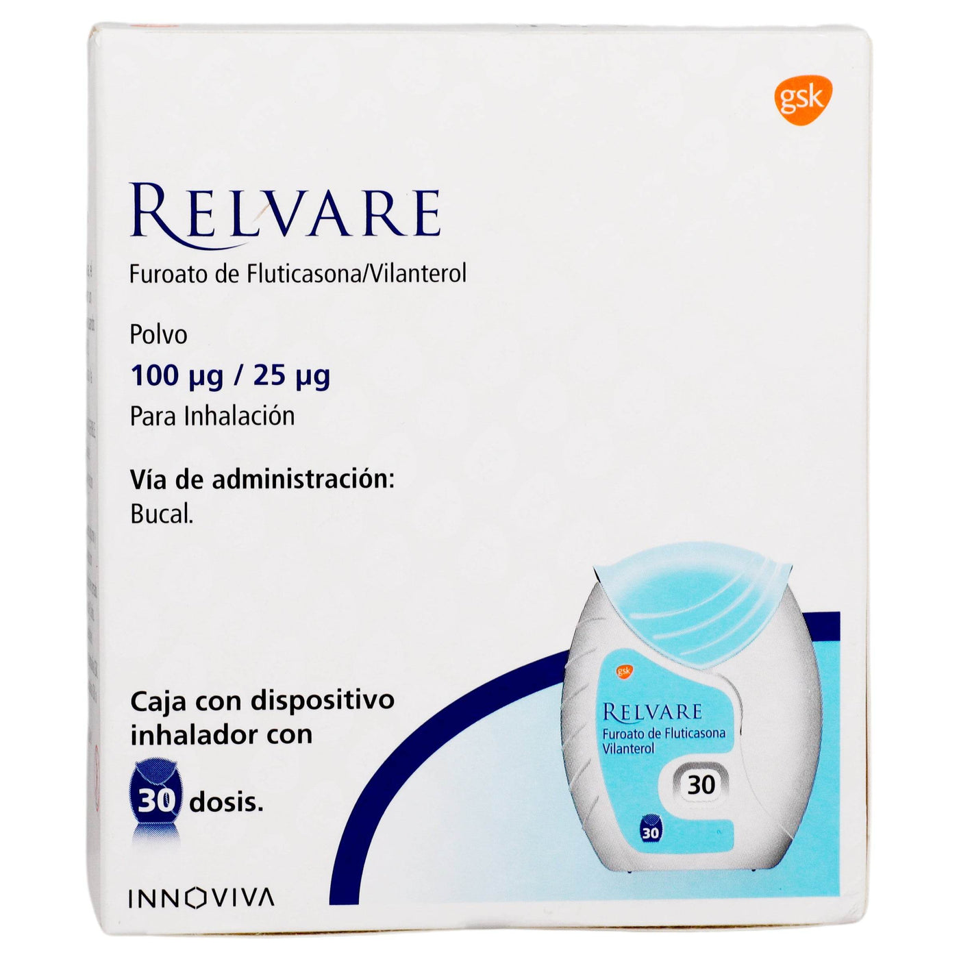 Relvare Disp Inh 100Mg/25Mcg Con 30 Dosis (Fluticasona/Vilanterol ...